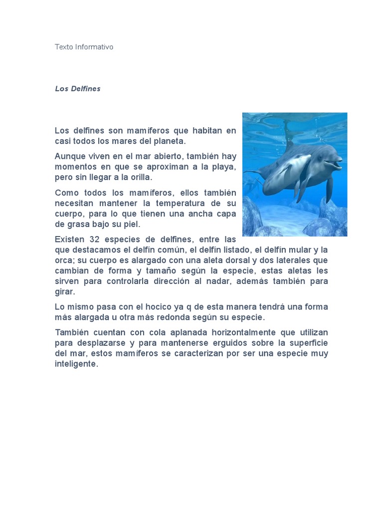 Información sobre los delfines para niños | PDF | Hogar, jardinería y ...