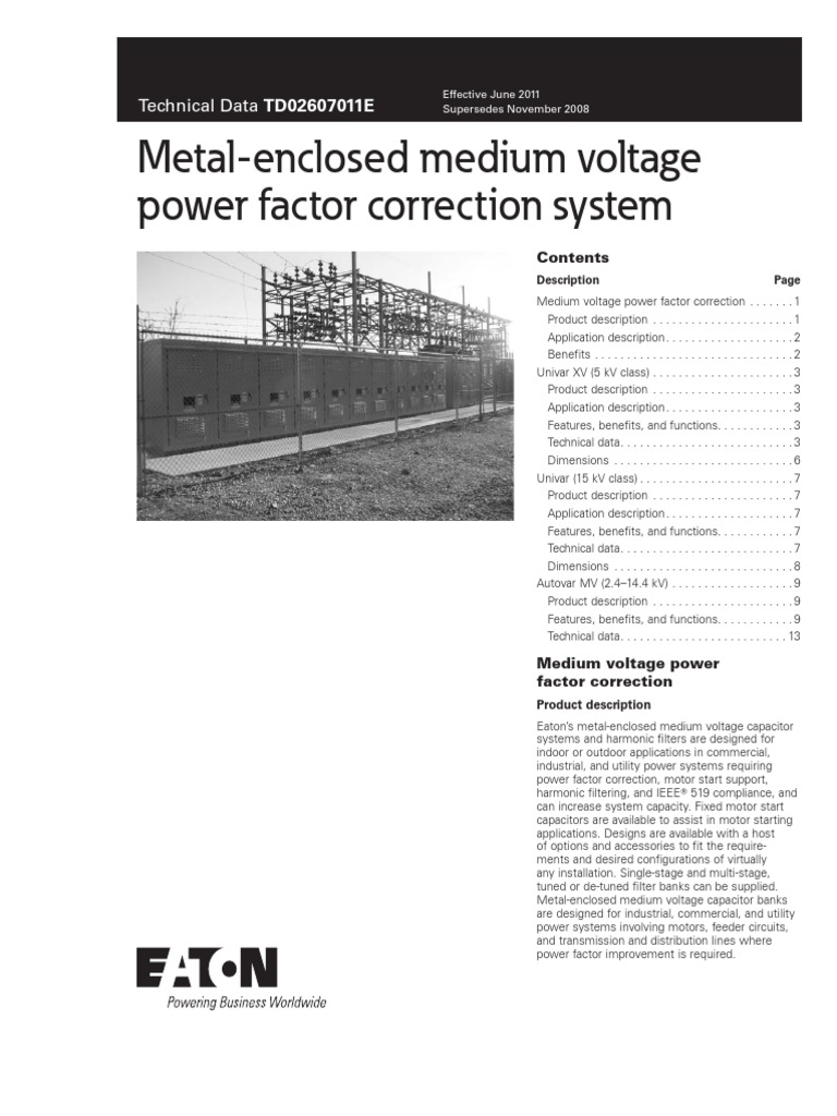 Metal-Enclosed Medium Voltage Power Factor Correction System | PDF ...