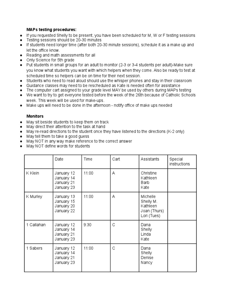 Wintermaptestingschedule | PDF