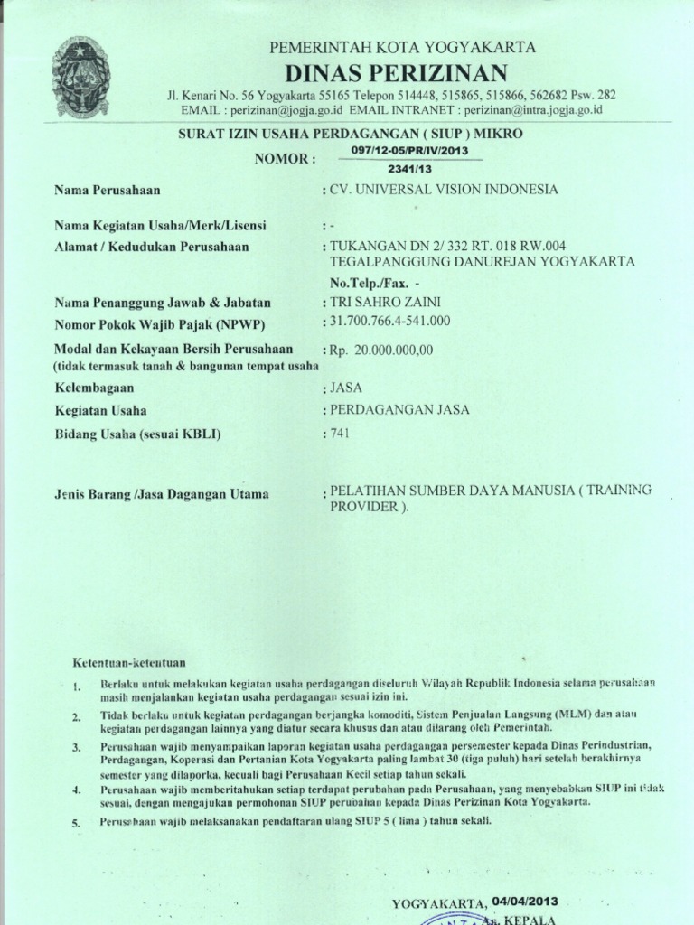 Siup TDP NPWP | PDF