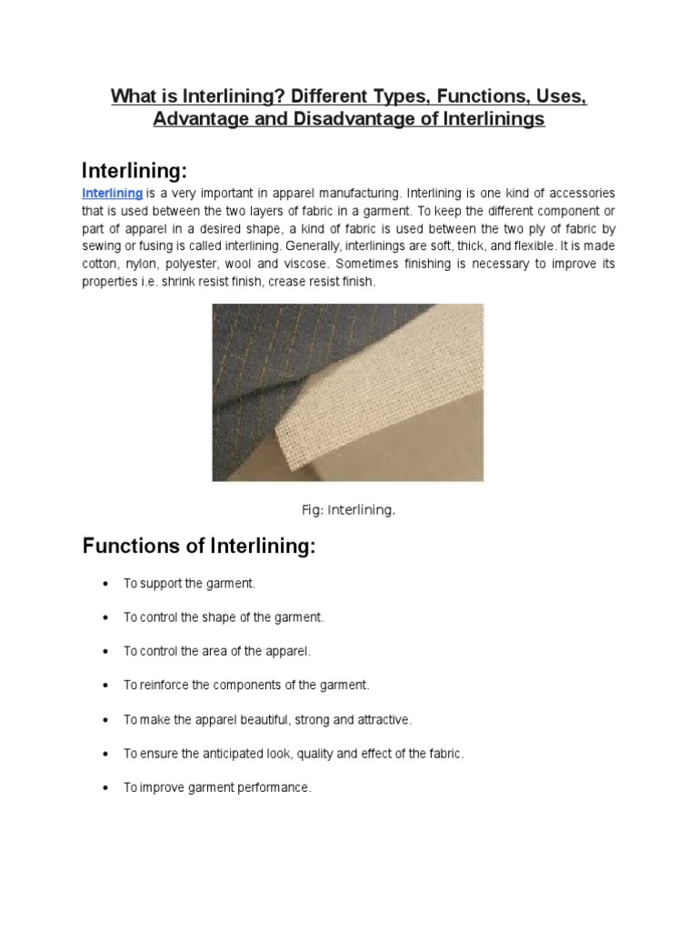 What Is Interlining | PDF | Polyvinyl Chloride | Textiles