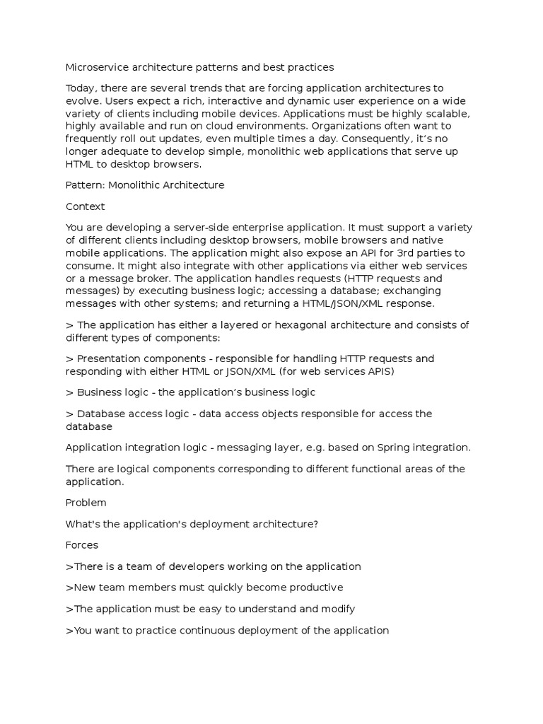 Microservice Architecture Patterns and Best Practices | PDF ...