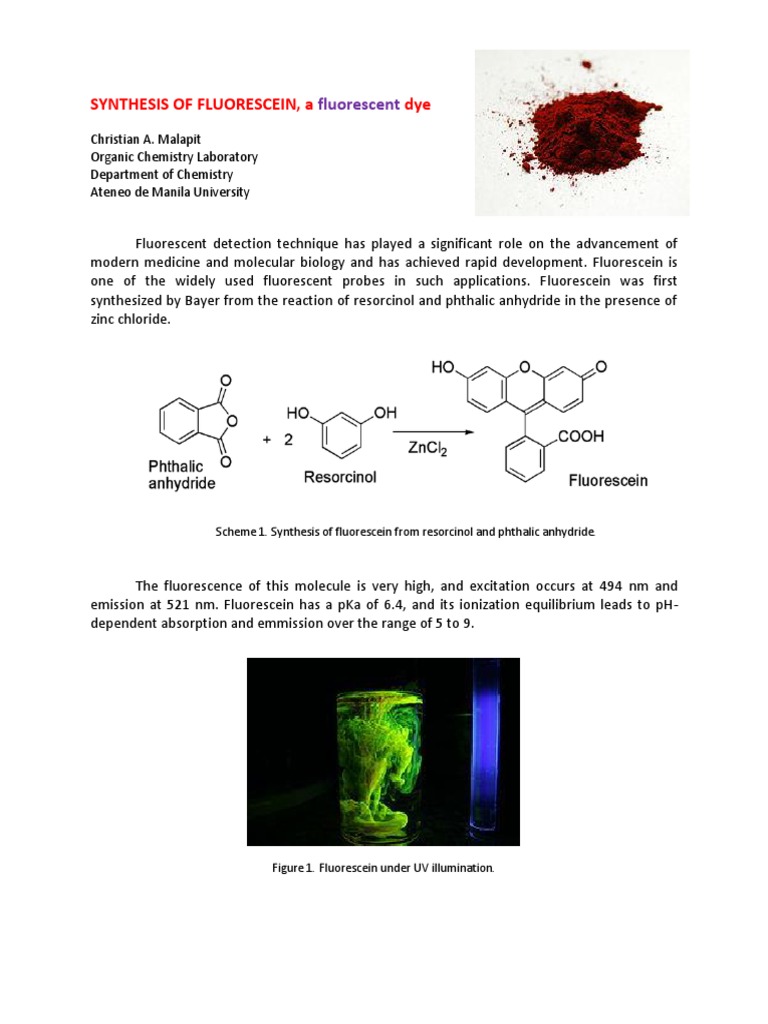 Synthesis of Fluorescein | PDF | Science & Mathematics