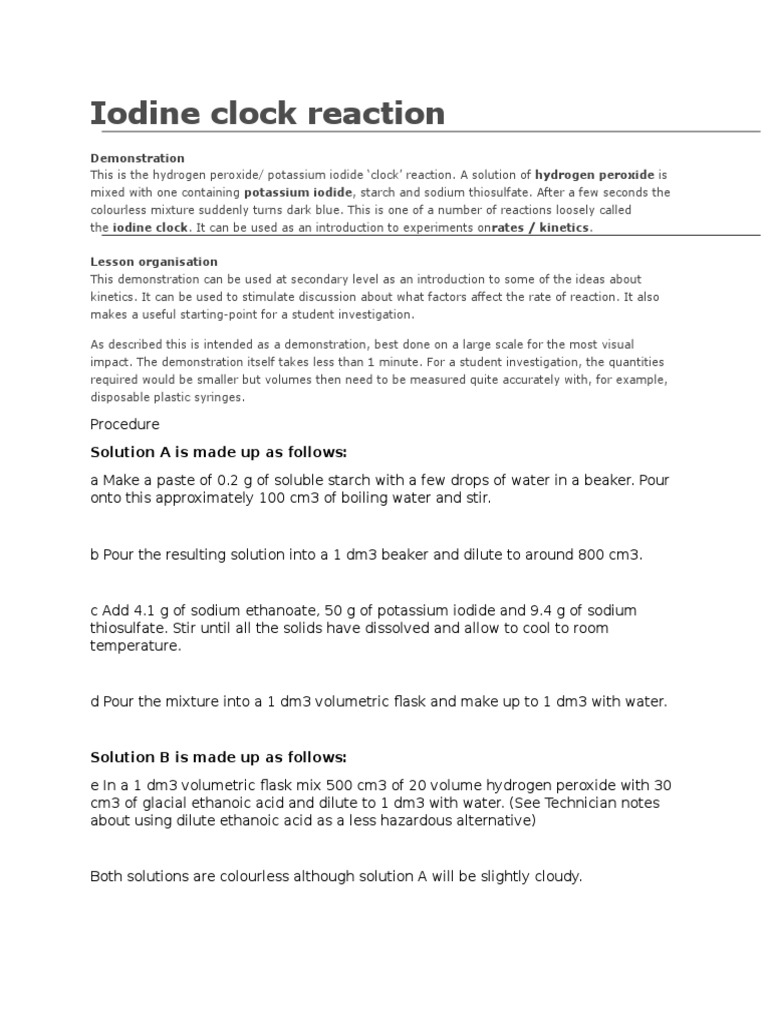 Iodine Clock | Atoms | Physical Chemistry