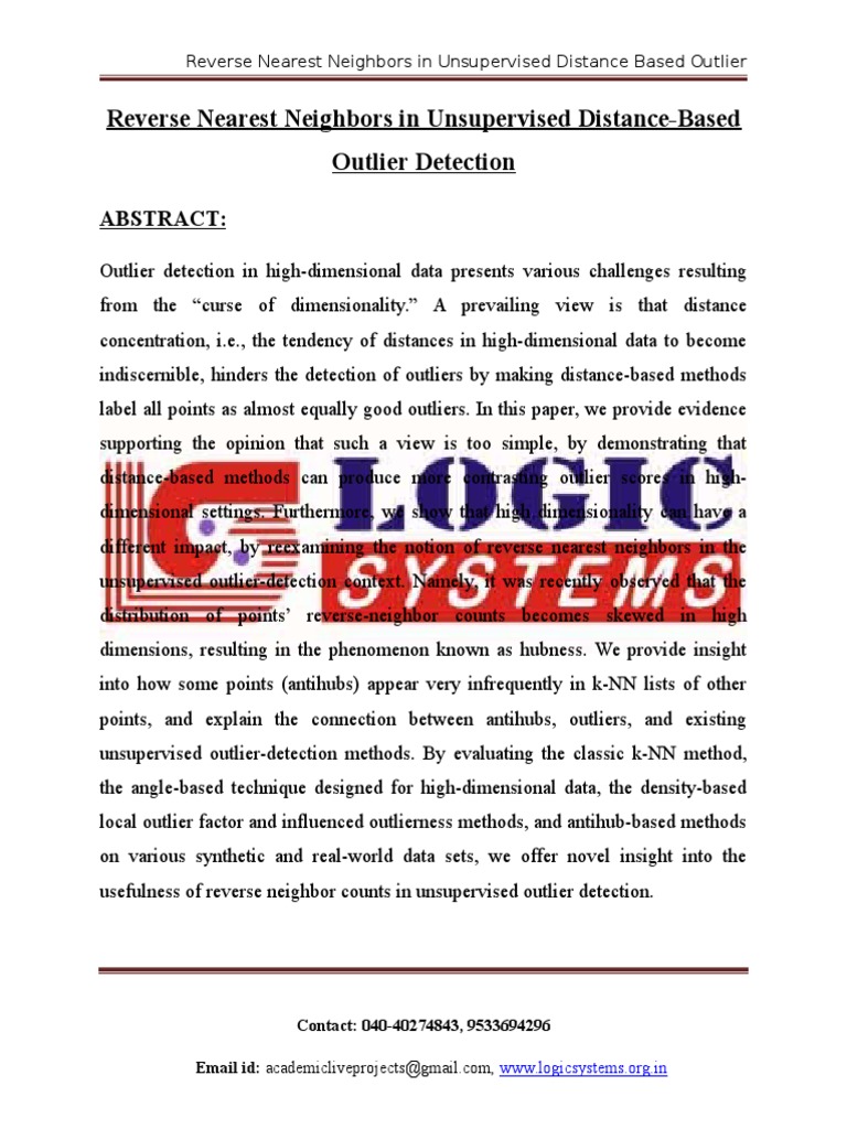 LSJ1513 - Reverse Nearest Neighbors in Unsupervised | PDF | Outlier | Areas Of Computer Science