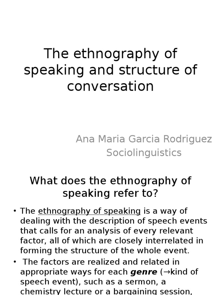 The Ethnography of Speaking and Structure of Conversation | PDF ...