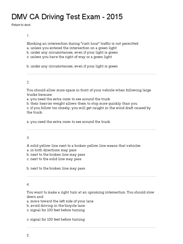 CA DMV Driving Test Prep | PDF | Traffic | Truck