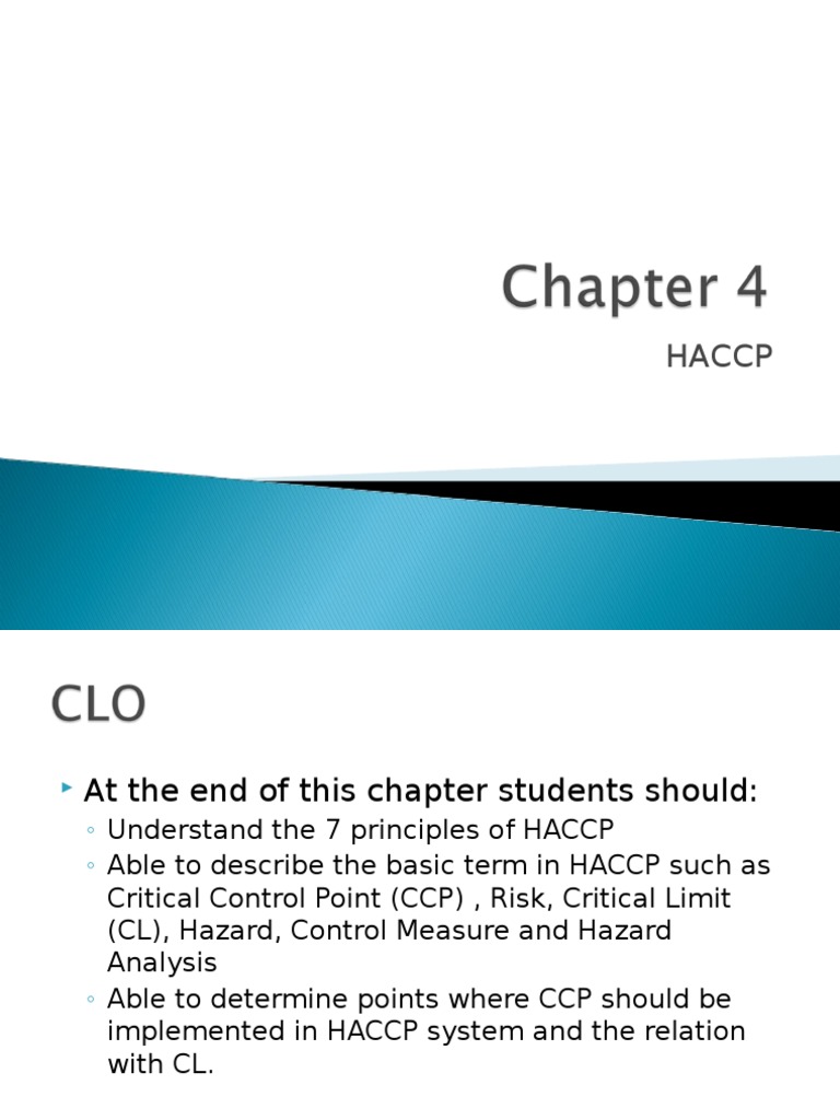 Chapter 4 Haccp | PDF | Hazard Analysis And Critical Control Points ...