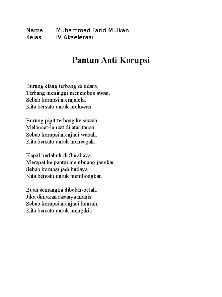 Pantun Anti Korupsi | PDF | Politik | Perjalanan
