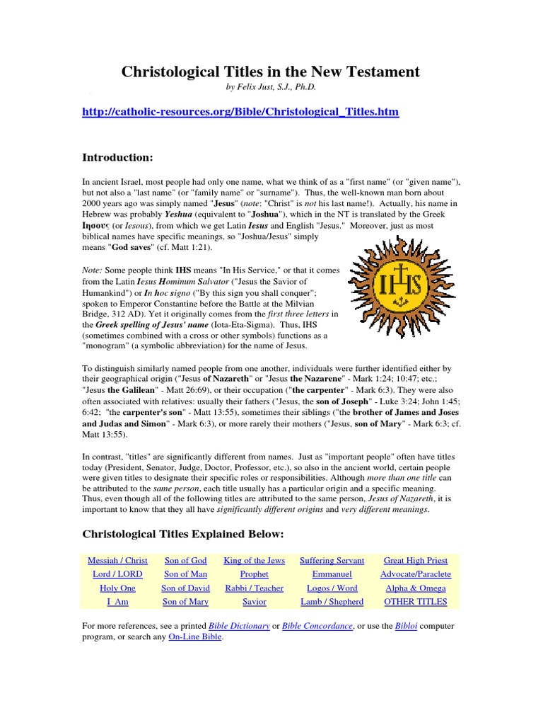 Christological Titles in the New Testament | Gospel Of Mark | Gospel Of ...