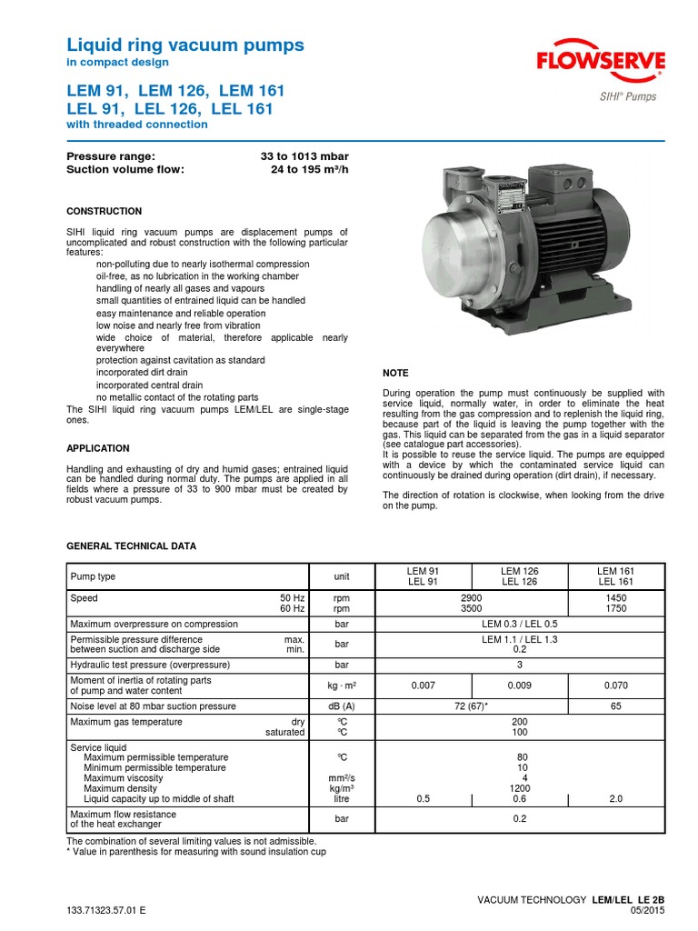 SIHI Liquid Ring Vacuum Pump Manual | PDF | Pump | Vacuum