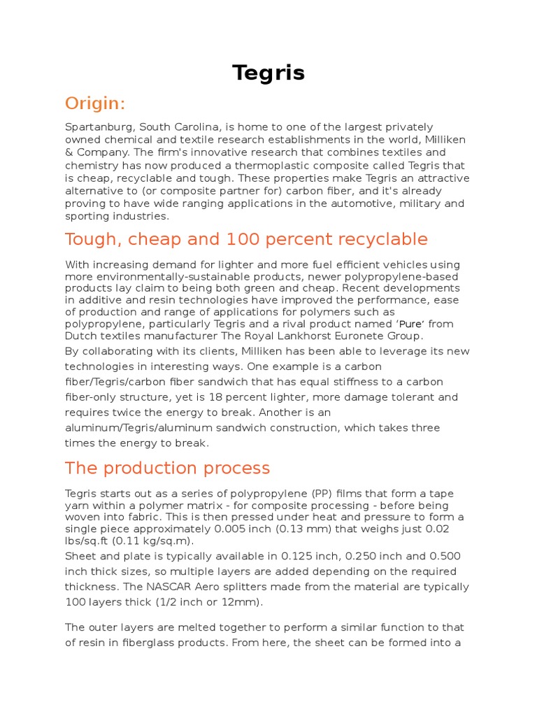 Tegris | PDF | Composite Material | Fiberglass