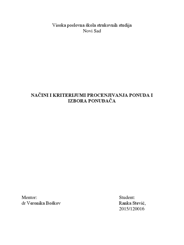 Ponuda-Naslovna Strana | PDF