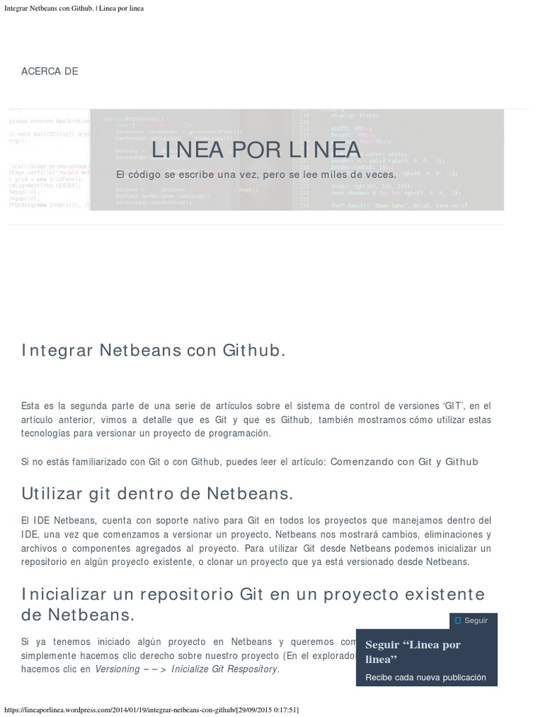 Integrar Netbeans Con Github. - Linea Por Linea PDF | PDF | Frijoles Netos | Aplicaciones y software