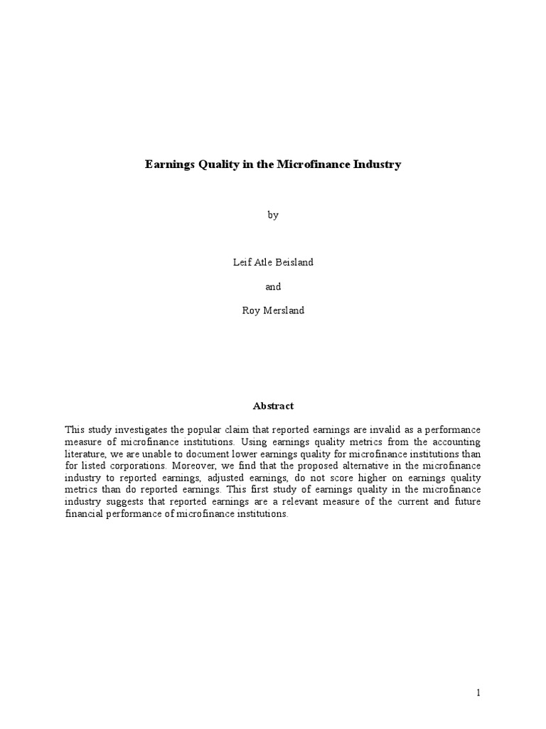 7c.beisland Mersland - Format | PDF | Microfinance | Standard Deviation
