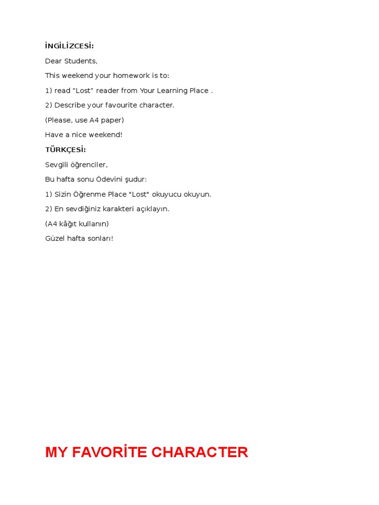 Homework: Describe a Character | PDF