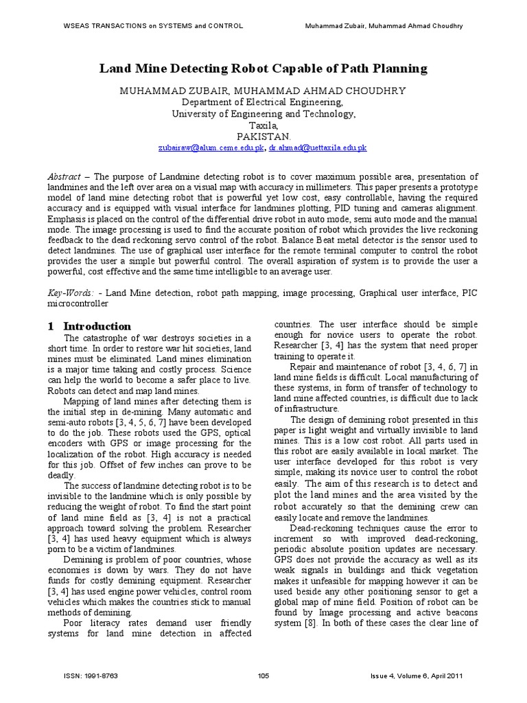 Land Mine Detecting Robot Capable of Path PlanningLand Mine Detecting ...