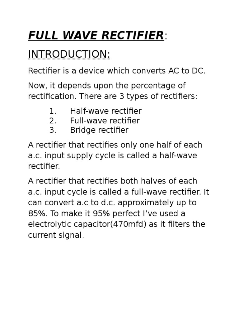 Full Wave Rectifier Class 12 Project Report | PDF | Science & Mathematics