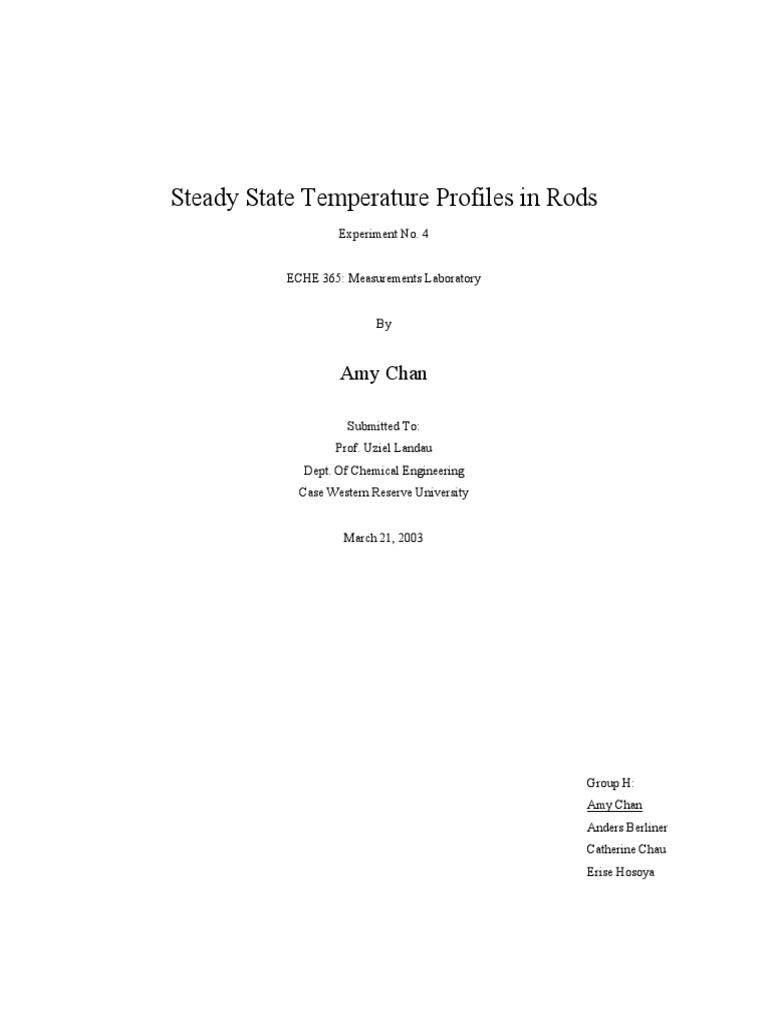 Steady State Temperature Profiles in Rods Paper | PDF | Heat Transfer ...