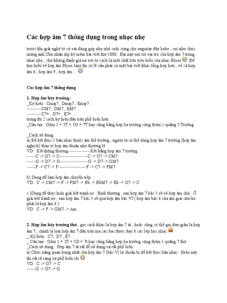 Cac Hop Am 7 Trong Nhac Nhe | PDF