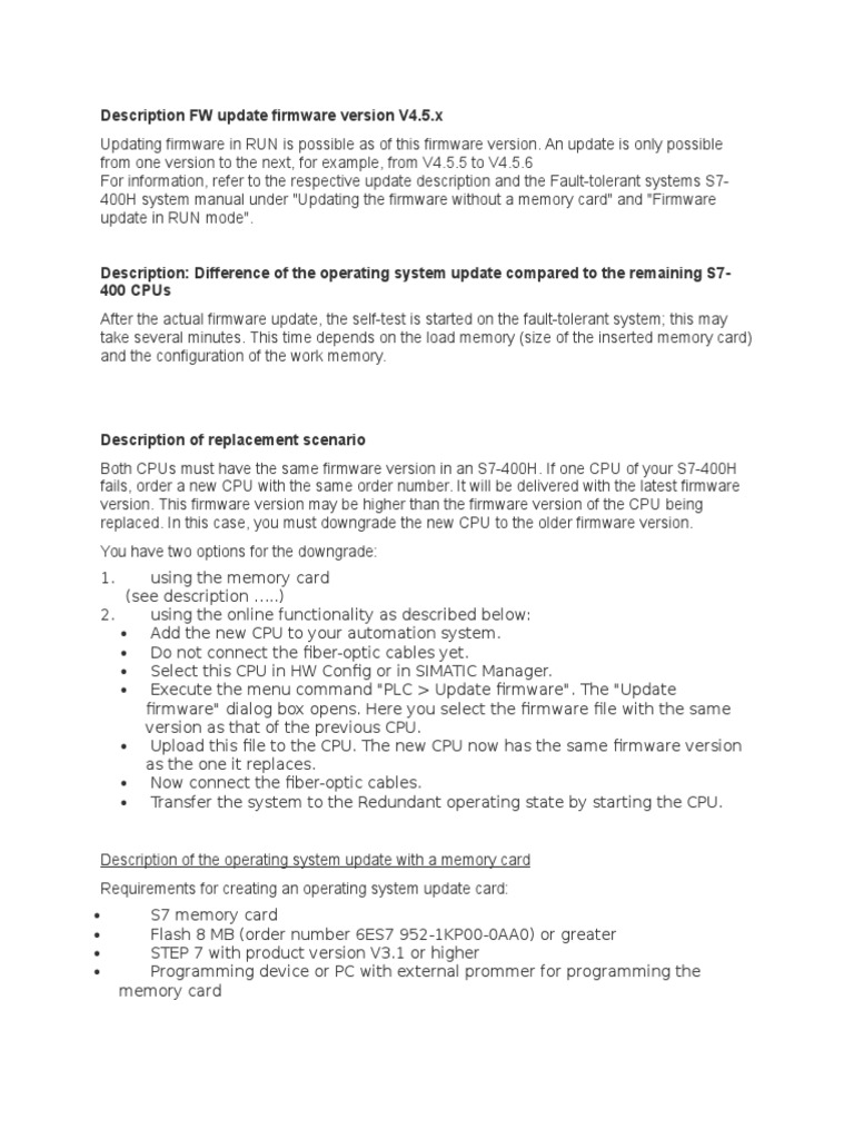Siemens PLC Firmware Updation | PDF | Operating System | Central Processing Unit