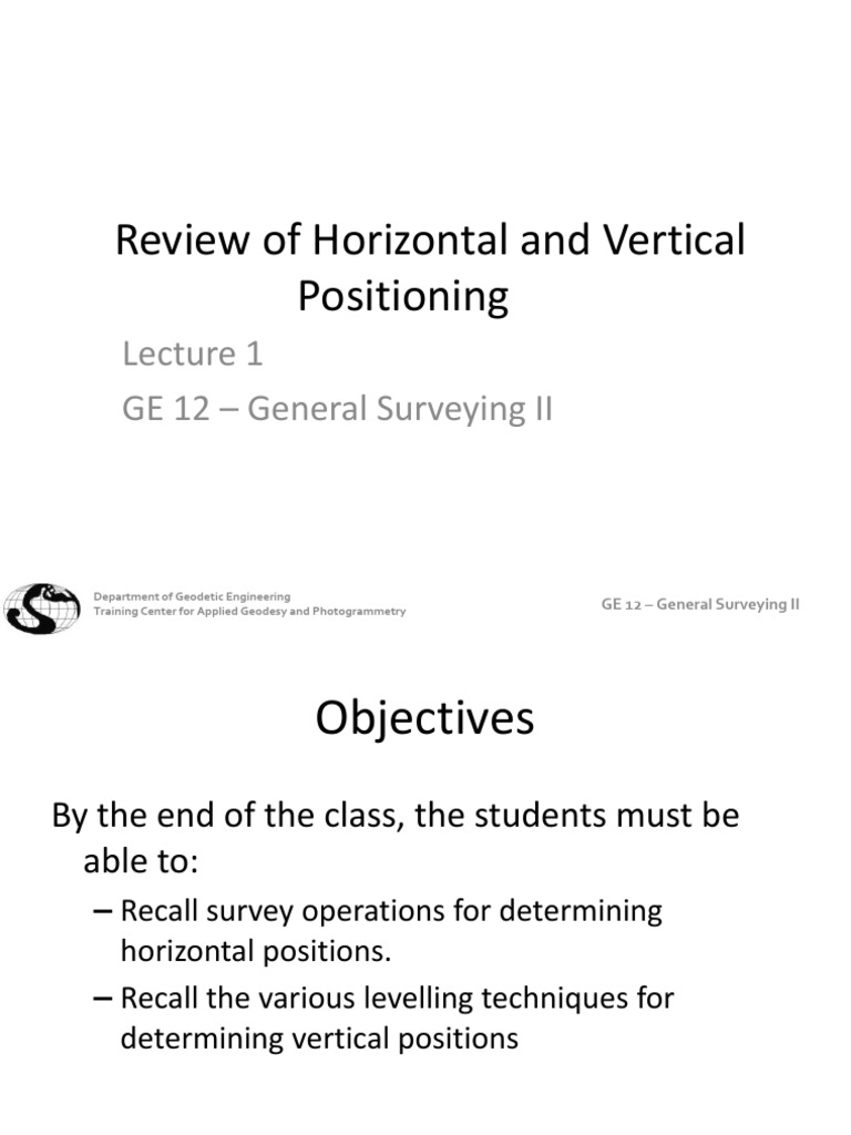 Horizontal vs Vertical Positioning in Surveying | PDF | Geodesy | Surveying