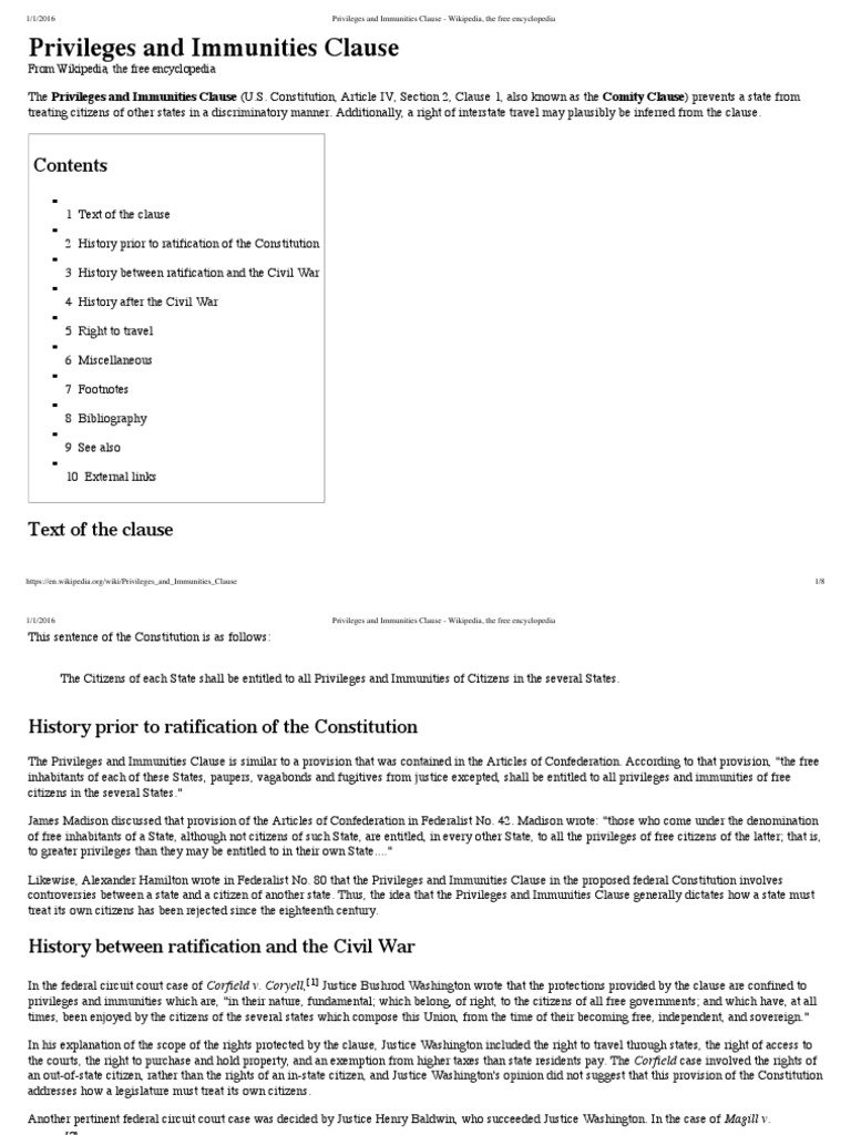 Privileges and Immunities Clause | United States Constitutional Law ... Privileges and Immunities Clause | United States Constitutional Law ...