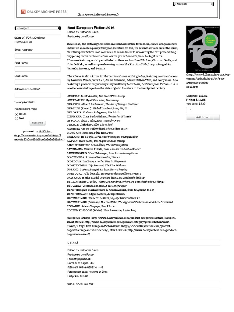 Best European Fiction 2016 - Dalkey Archive Press | PDF | Book ...