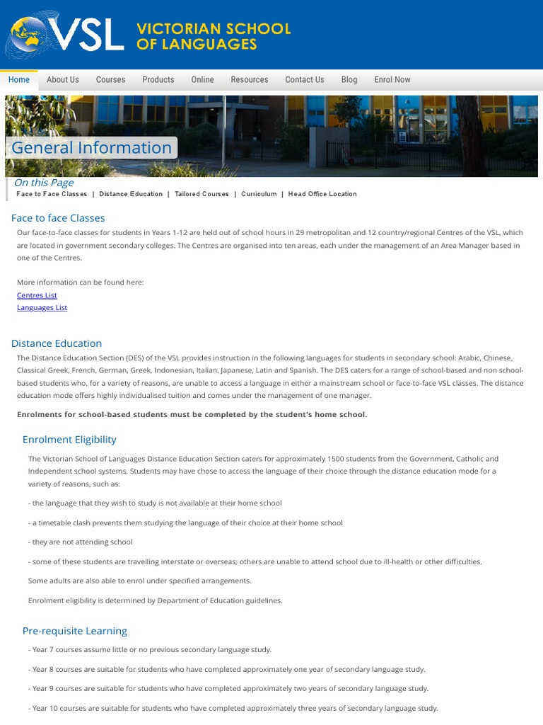 Victorian School of Languages 1.1.2016 | PDF | Distance Education ...