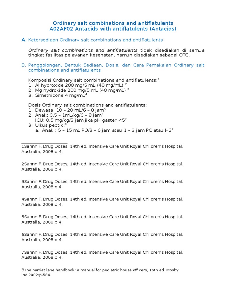 Ordinary Salt Combinations and Antiflatulents | PDF | Pharmacology ...