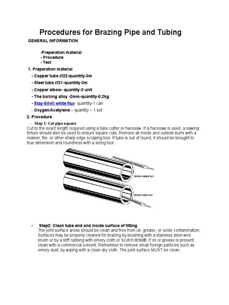 Procedures For Brazing Pipe and Tubing | PDF | Pipe (Fluid Conveyance ...