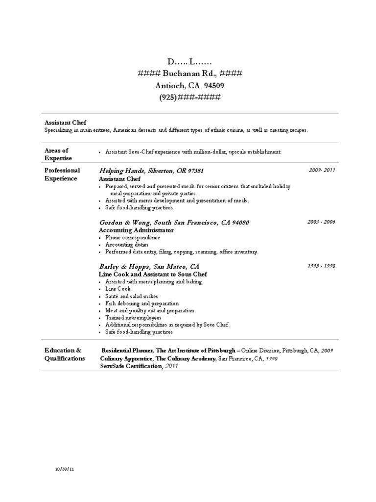 Assistant Chef with Diverse Culinary Skills | PDF | Cooking, Food & Wine