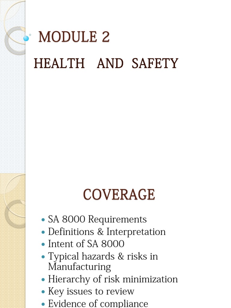 Module - 2 SA 8000 | PDF | Occupational Safety And Health | Safety