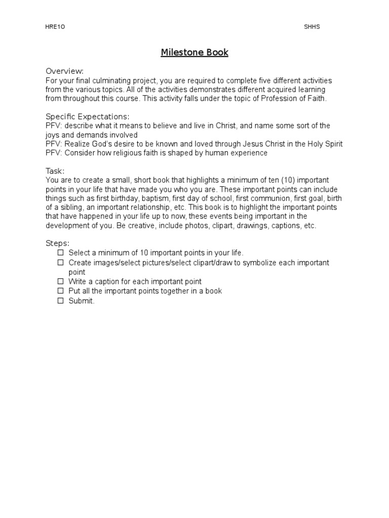 Milestone Book | PDF