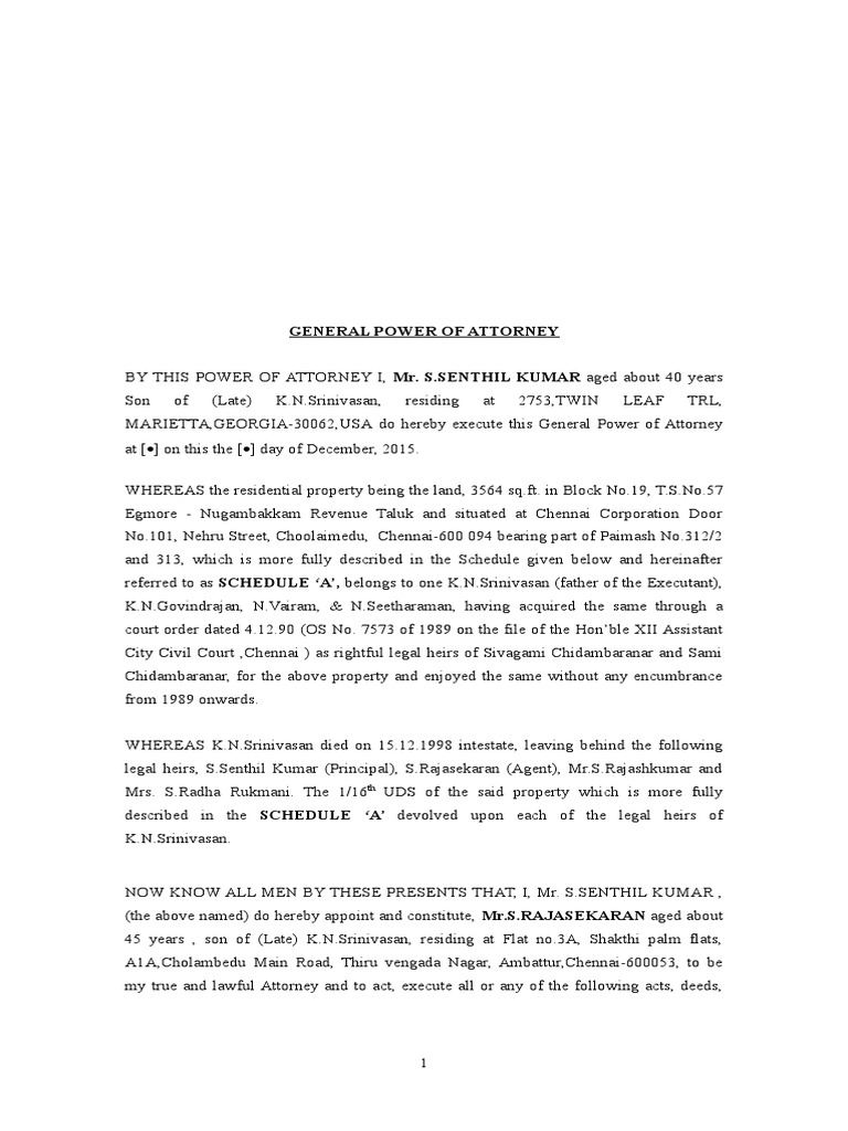 POA-SAMPLE | Deed | Power Of Attorney