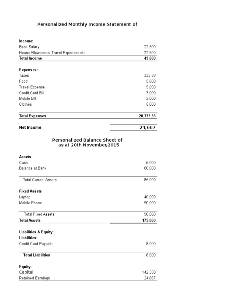 Personal Income Statement | PDF