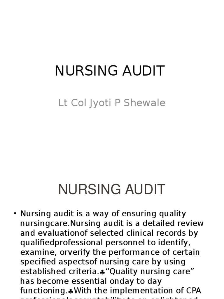 Nursing Audit | PDF | Nursing | Audit