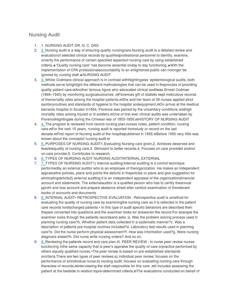 Nursing Audit | PDF | Health Care | Internal Audit