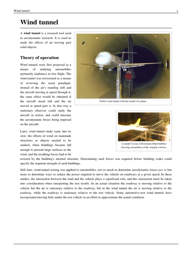 Wind Tunnel | PDF | Wind Tunnel | Aeronautics