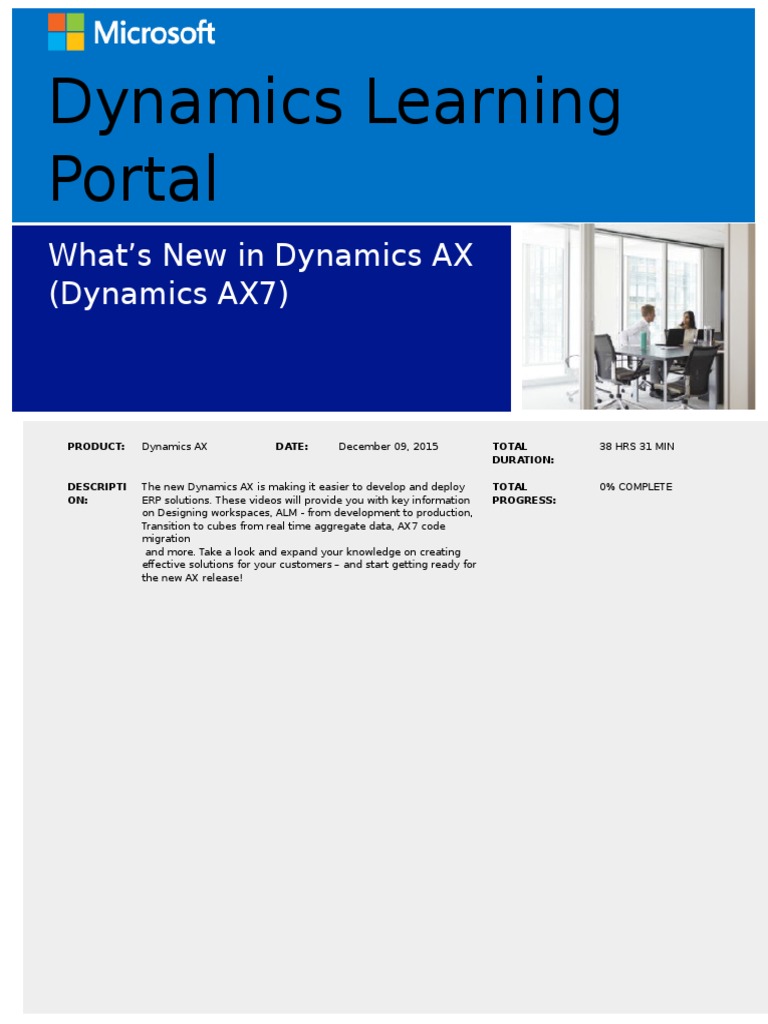Dynamics Learning Portal: What's New in Dynamics AX (Dynamics AX7 ...