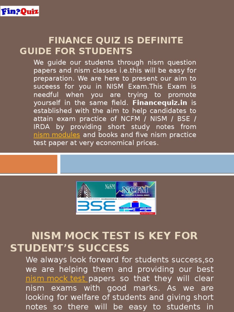 NISM Exam Preparation Guide for Students | PDF