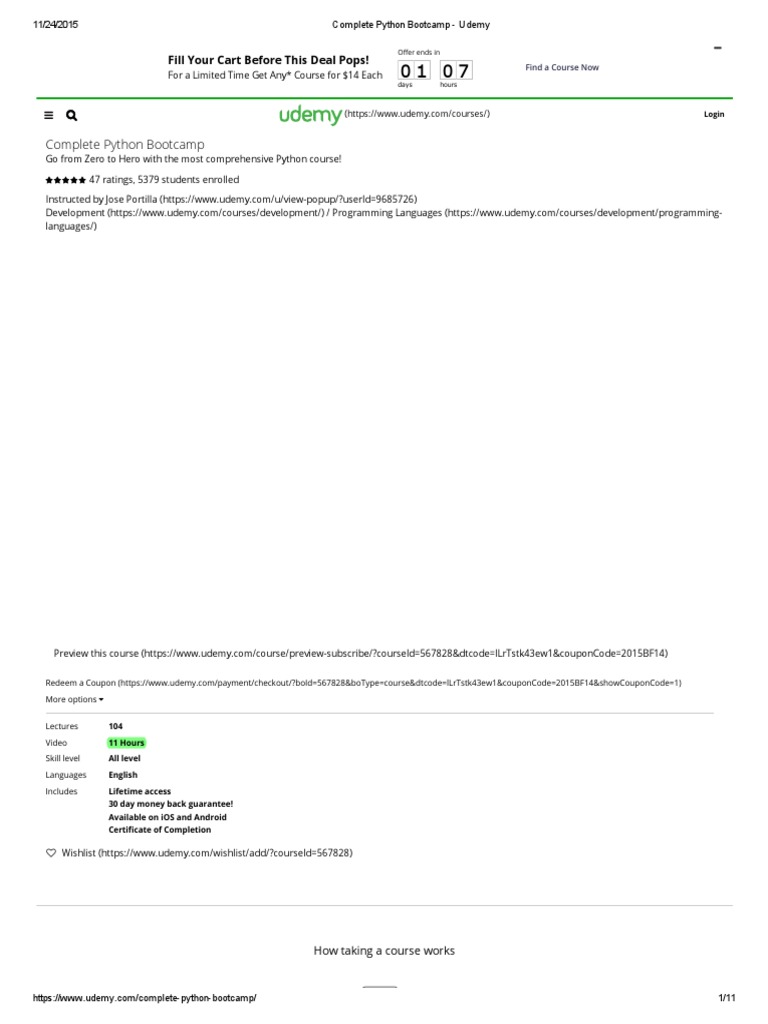 Complete Python Bootcamp - Udemy | Download Free PDF | Object Oriented ...
