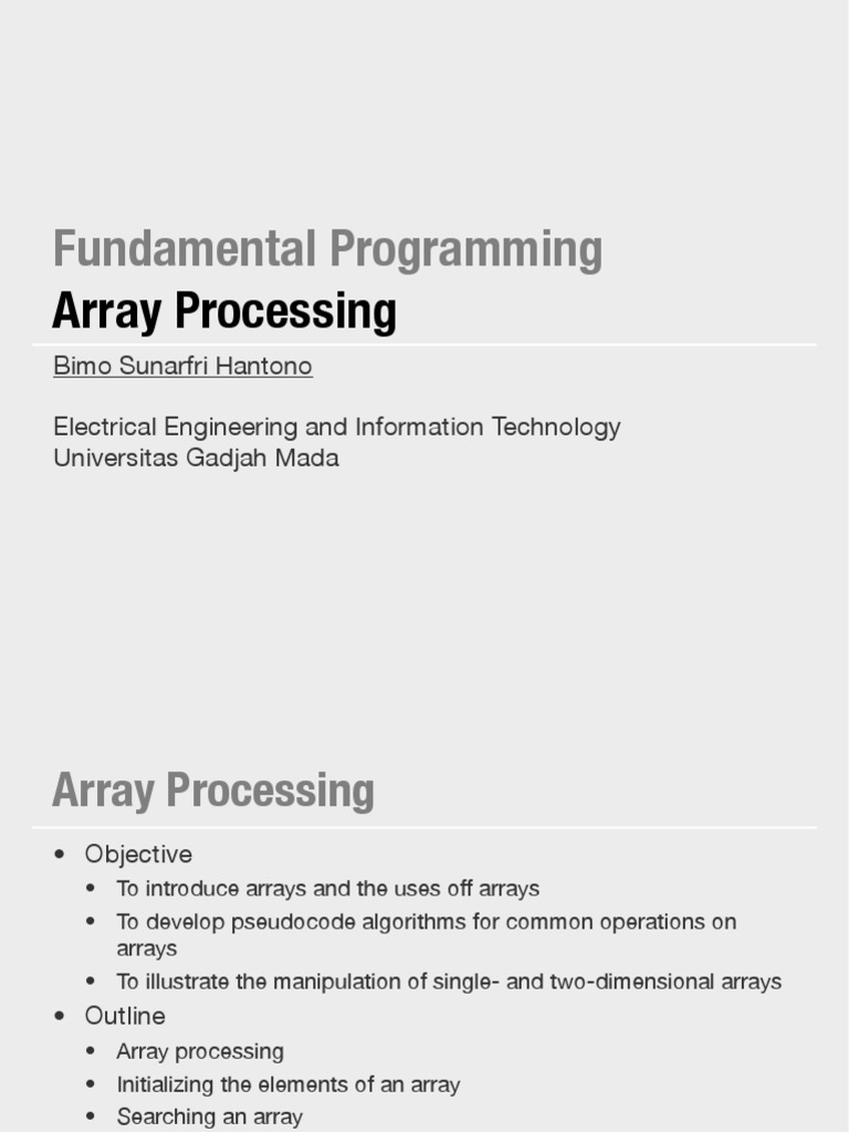 07 Array Processing - Slide | PDF | Array Data Structure | Control Flow