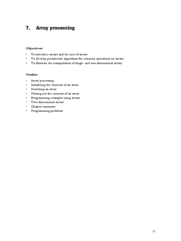 07 Array Processing Pdf Array Data Structure Algorithms