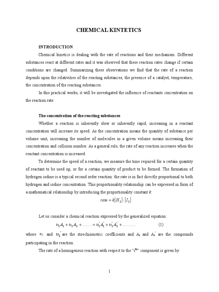 Determination of Reaction Partial Order | PDF | Reaction Rate ...