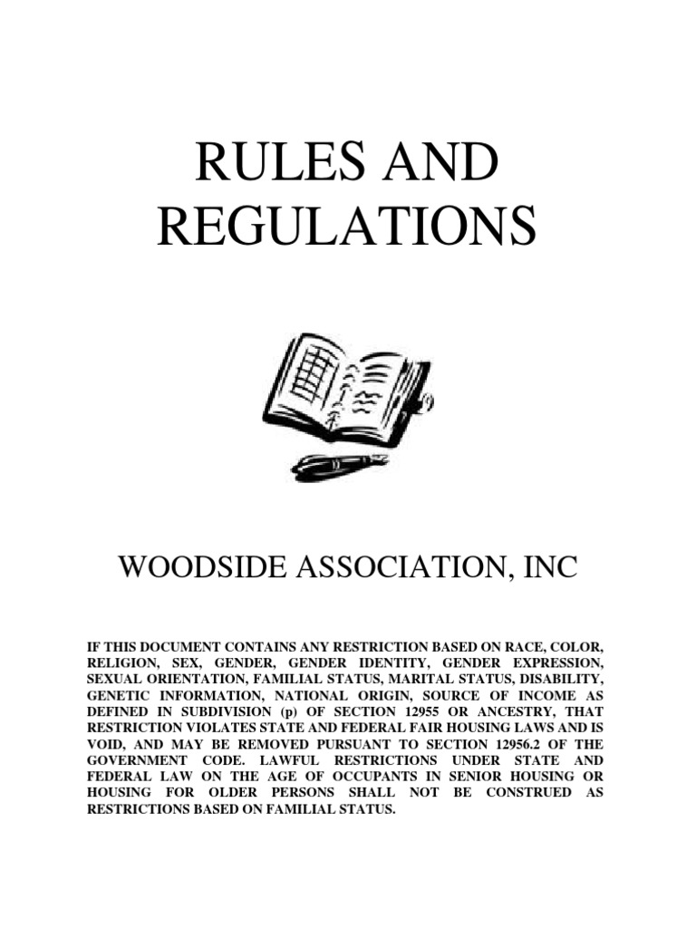 Woodside HOA Rules & Regulations | PDF | Swimming Pool | Laundry