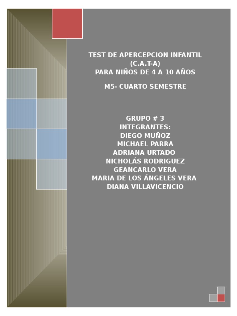 Test de Apercepción Infantil (CAT-A) | PDF | Percepción | Sicología