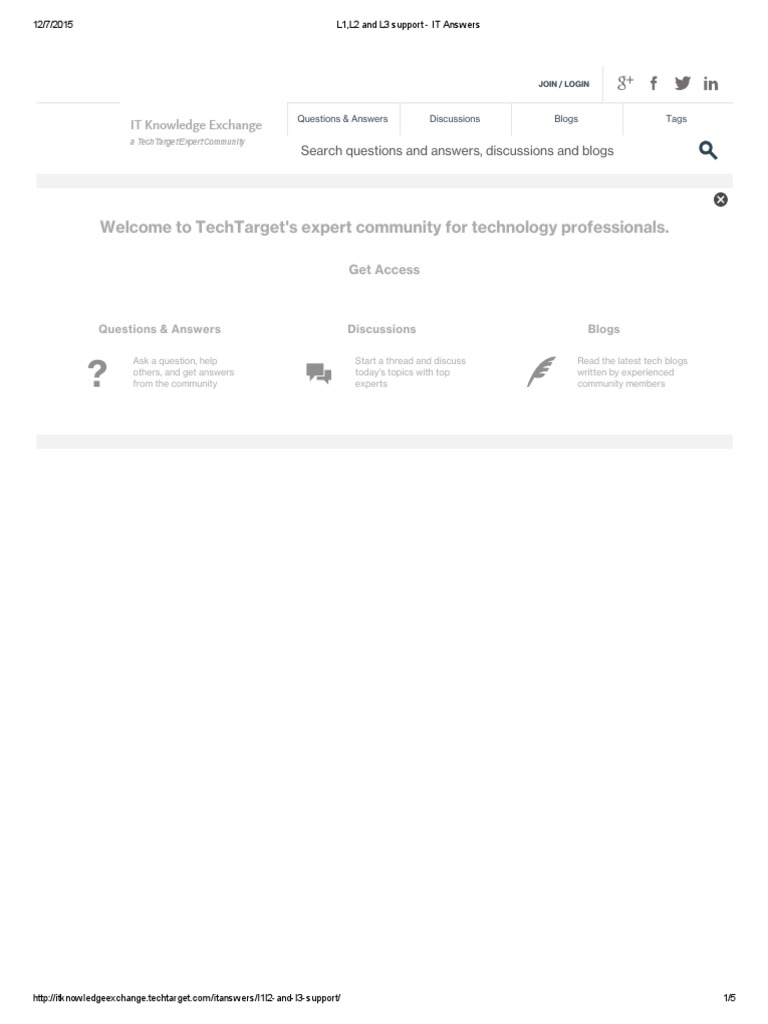 L1,L2 and L3 Support - IT Answers | Technical Support | Expert