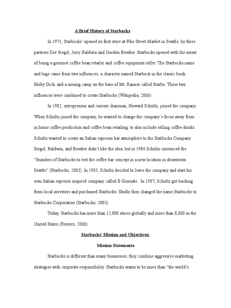A Brief History of Starbucks | PDF | Starbucks | Retail