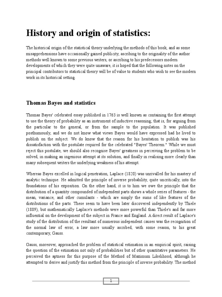 History and Origin of Statistics | PDF | Experiment | Statistics